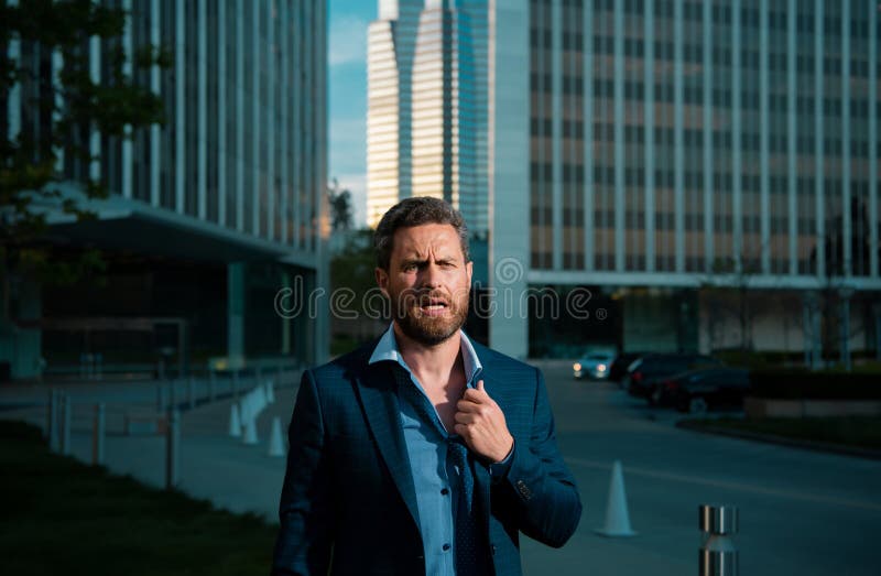 Angry Businessman in Suit after Work in Office. Screaming Face. Stock ...