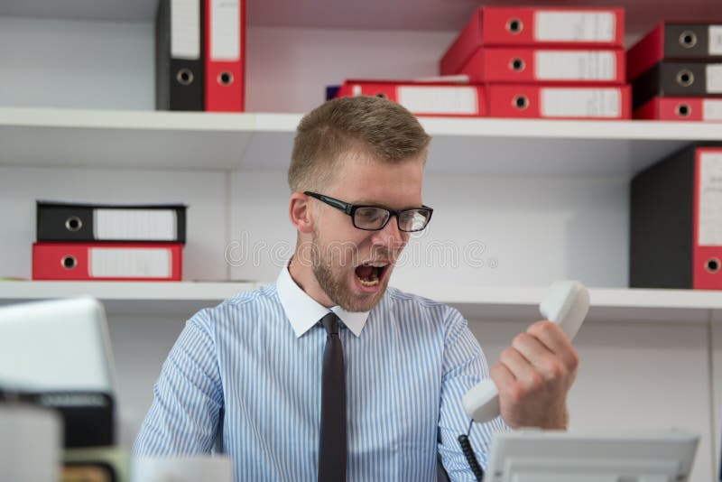Angry Businessman Talking on the Phone Stock Image - Image of handsome ...