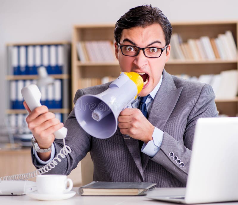 Angry Businessman with Too Much Work in Office Stock Image - Image of ...