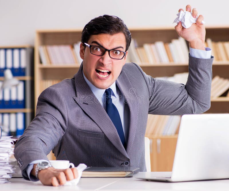 Angry Businessman Working in the Office Stock Image - Image of ...