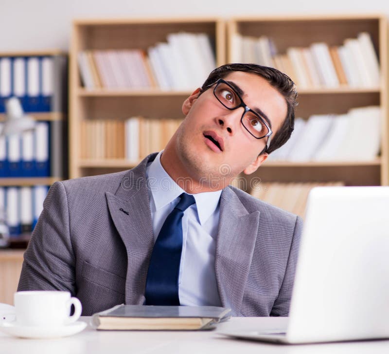 Angry Businessman Working in the Office Stock Image - Image of netbook ...