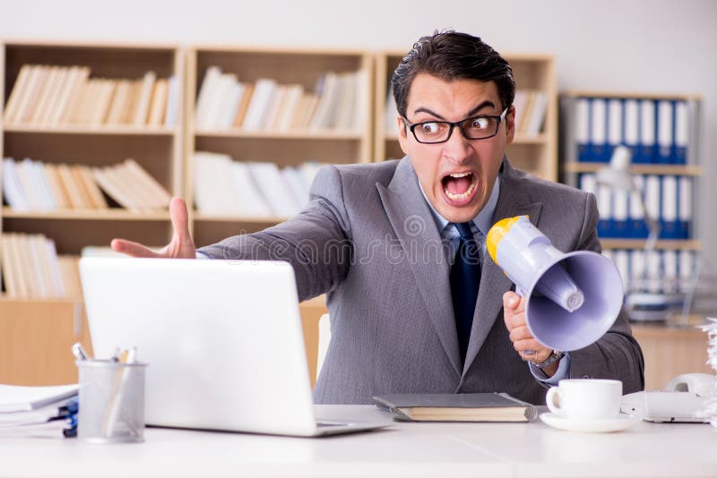 The Angry Businessman Working in the Office Stock Photo - Image of desk ...