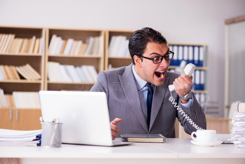 The Angry Businessman Working in the Office Stock Photo - Image of ...
