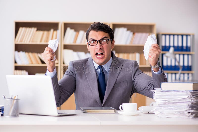 The Angry Businessman Working in the Office Stock Photo - Image of ...