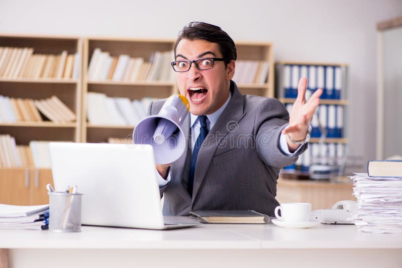 The Angry Businessman Working in the Office Stock Image - Image of ...