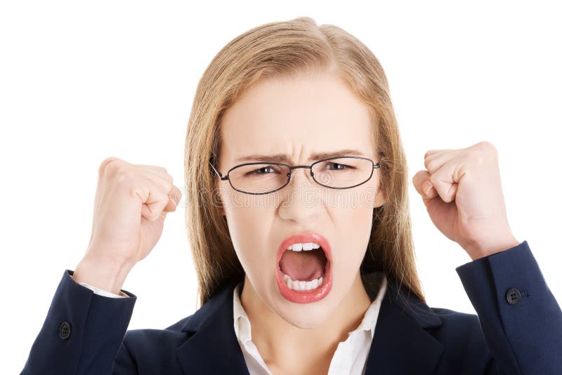 Angry Businesswoman Shouting Stock Image - Image of person, profile ...