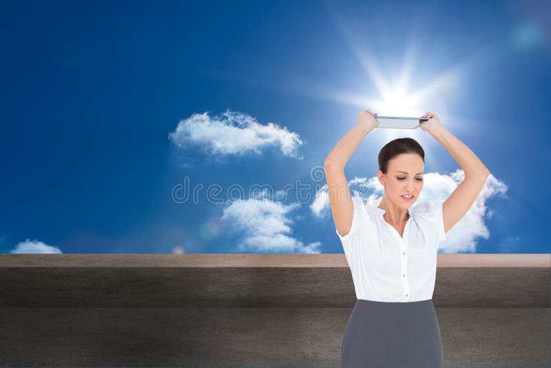 Angry Businesswoman Throwing Her Tablet Pc Stock Photo - Image of ...
