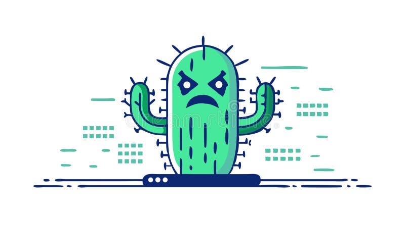 Angry Cactus: Environmental Pollution Warning Icon, Vector Design ...