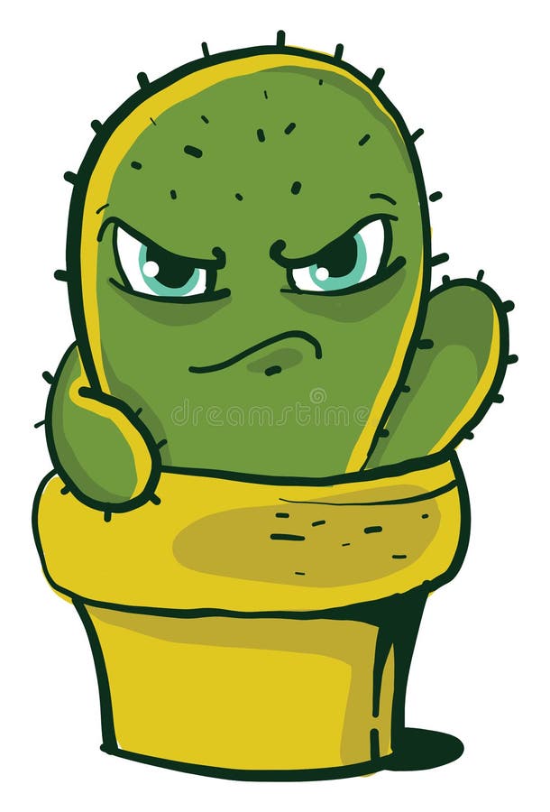 Angry cactus cartoon stock illustration. Illustration of natural - 44078491