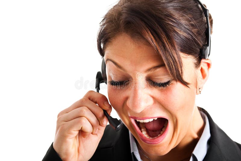 Angry call center employee stock image. Image of white - 22966265