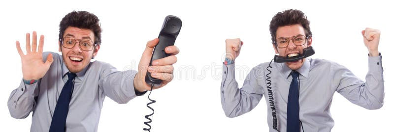 The Angry Call Center Employee in Collage Stock Image - Image of ...