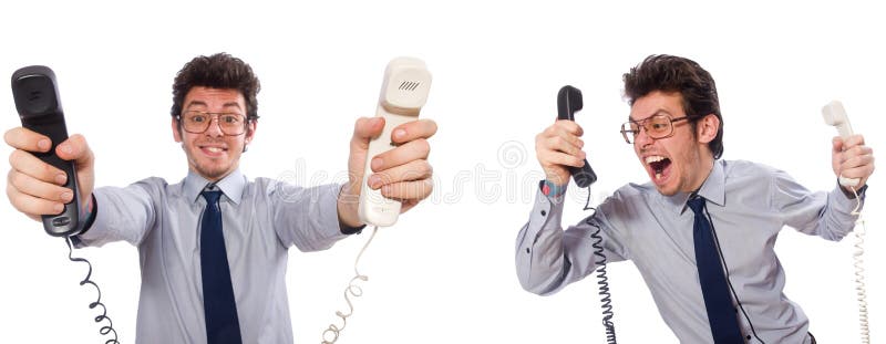 The Angry Call Center Employee in Collage Stock Photo - Image of ...