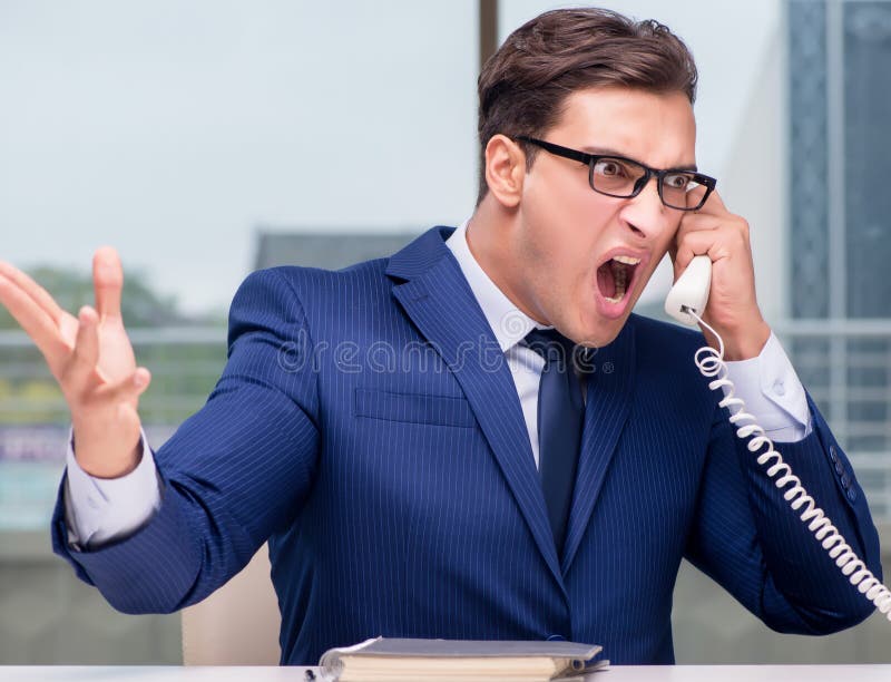Angry Helpdesk Operator Yelling Office Stock Photos - Free & Royalty ...