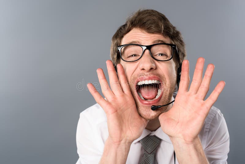 The Angry Call Center Employee Yelling at Customer Stock Photo - Image ...