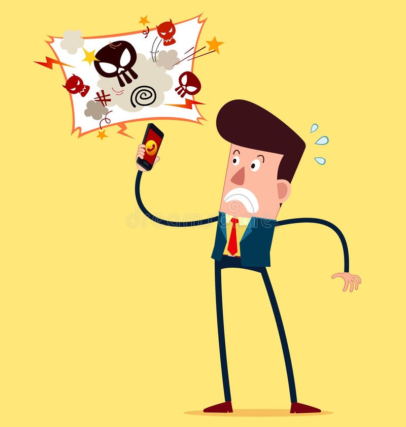 Angry Call Center. Red Man with Headset Stock Vector - Illustration of ...