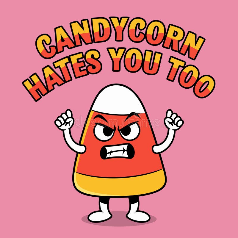 Angry Candy Corn Character Illustration: Candy Corn Hates You Too Stock ...