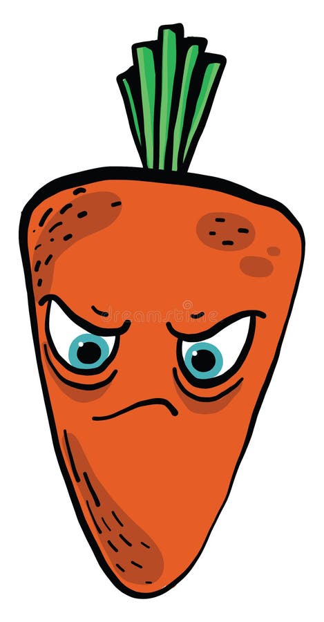 Angry Carrot Isolated. Evil Vegetable Stock Vector - Illustration of ...