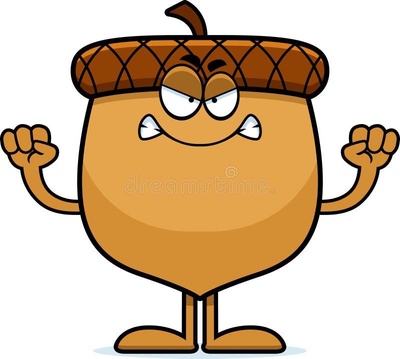 Angry Acorn Cartoon Character Holding Up a Fire Stop Sign Stock Vector ...