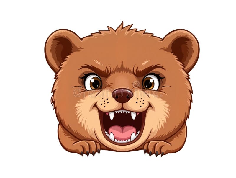 Angry Cartoon Animal Face with Sharp Teeth and Fierce Expression on a ...
