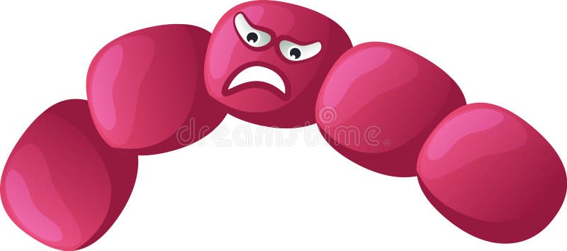 Angry Cartoon Bacteria Showing Teeth is Arching Its Segmented Body ...