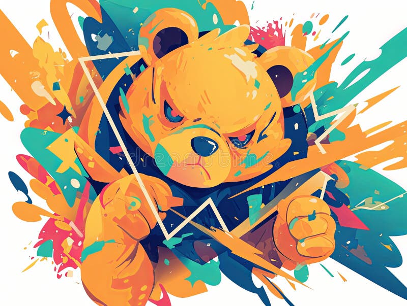 Angry Cartoon Bear in Vibrant, Abstract Style Stock Illustration ...