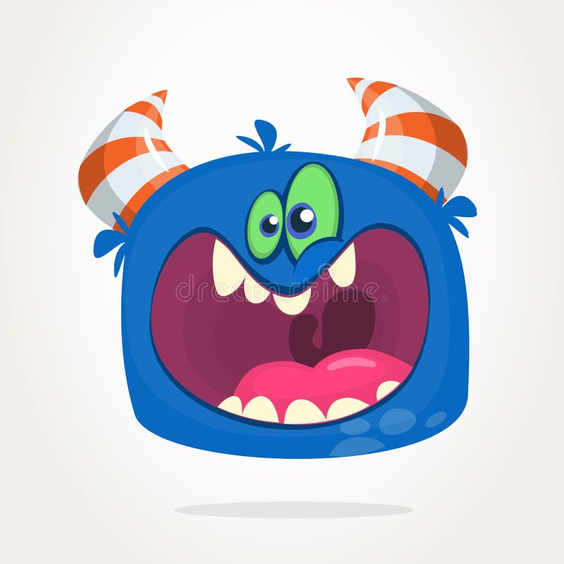 Cartoon Screaming Monster Face. Vector Halloween Red Angry Monster ...