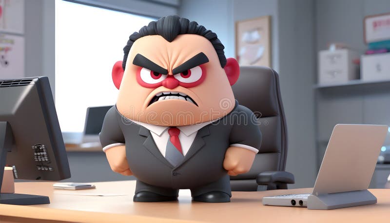 Angry Cartoon Boss Character in Office Stock Image - Image of boss ...