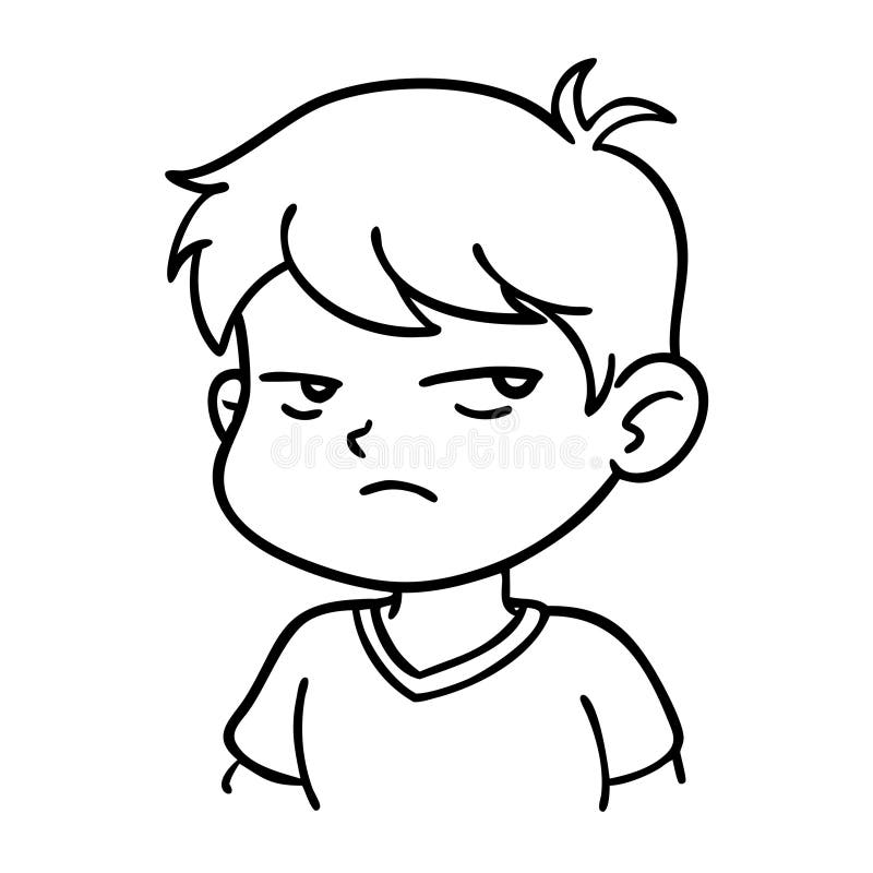 Angry Cartoon Boy Expression Outline for Coloring Activities and ...