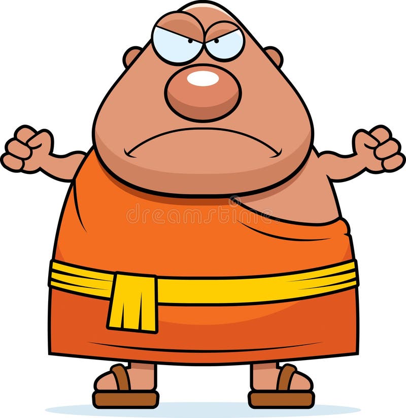 Angry Cartoon Buddhist Monk Stock Vector - Illustration of furious ...