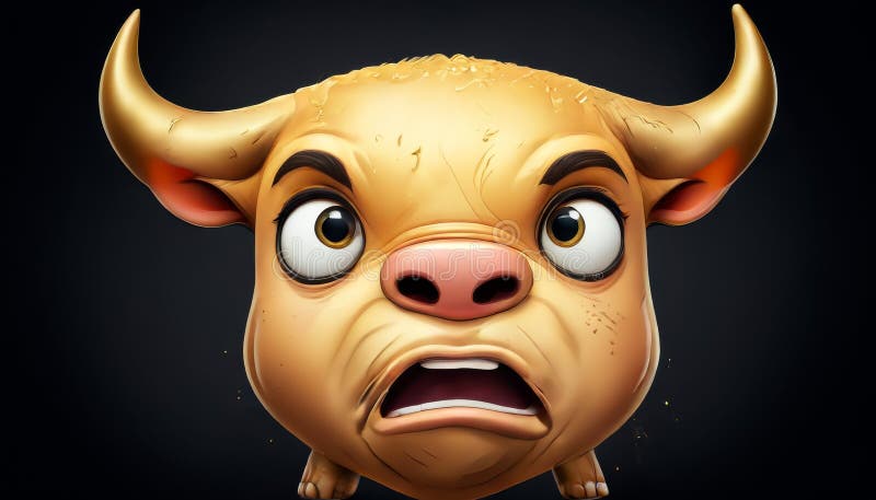 Angry Cartoon Bull Face with Expressive Features Stock Illustration ...