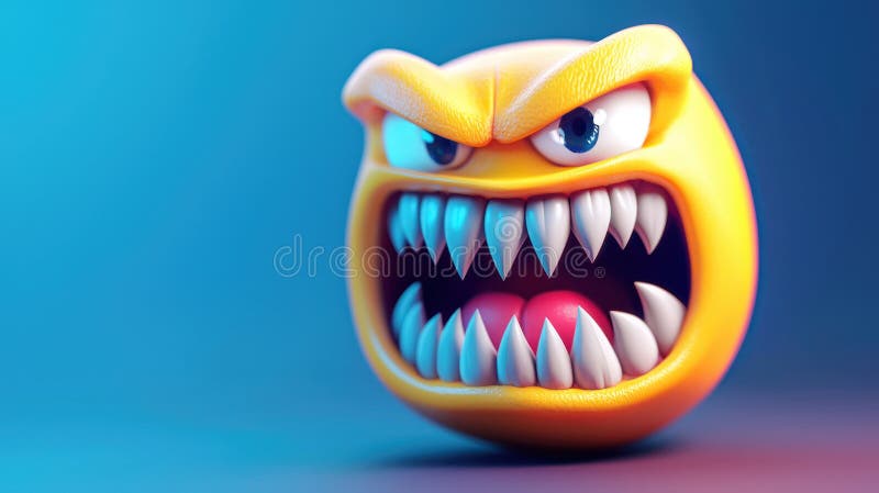 Angry Cartoon Character with Sharp Teeth and Vibrant Colors, Ideal for ...