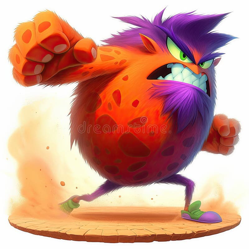 Angry Cartoon Character with Vibrant Colors and Dynamic Pose Stock ...