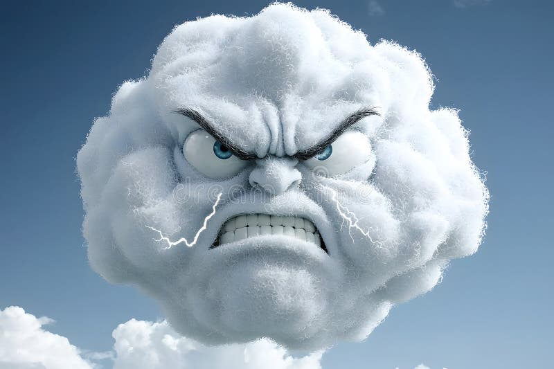 Angry cartoon cloud face stock illustration. Illustration of angry ...