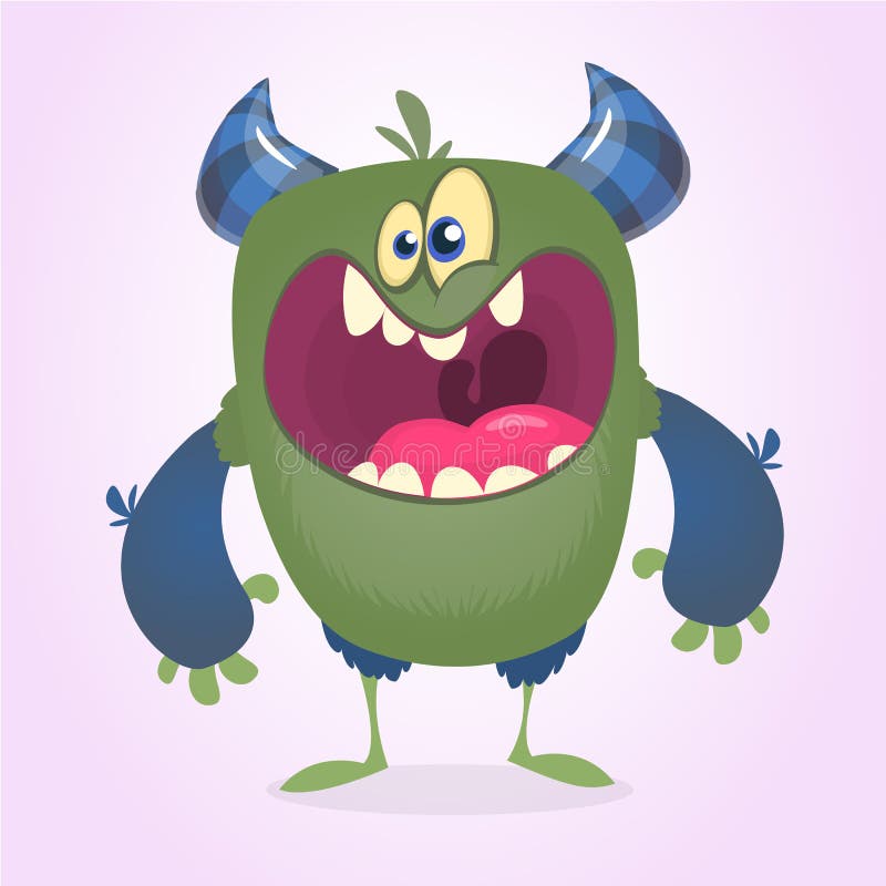Angry Cartoon Cute Monster. Vector Monster Character. Stock Vector ...