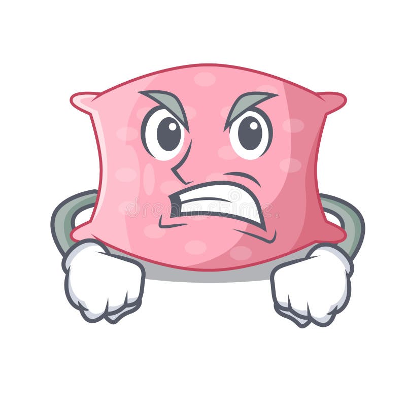 Angry Cartoon Cute Pillow Next To Bed Stock Vector - Illustration of ...