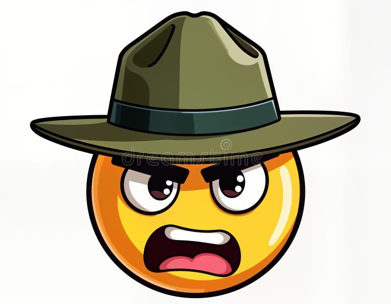 Angry Cartoon Drill Sergeant Emoticon. Military Instructor Character ...