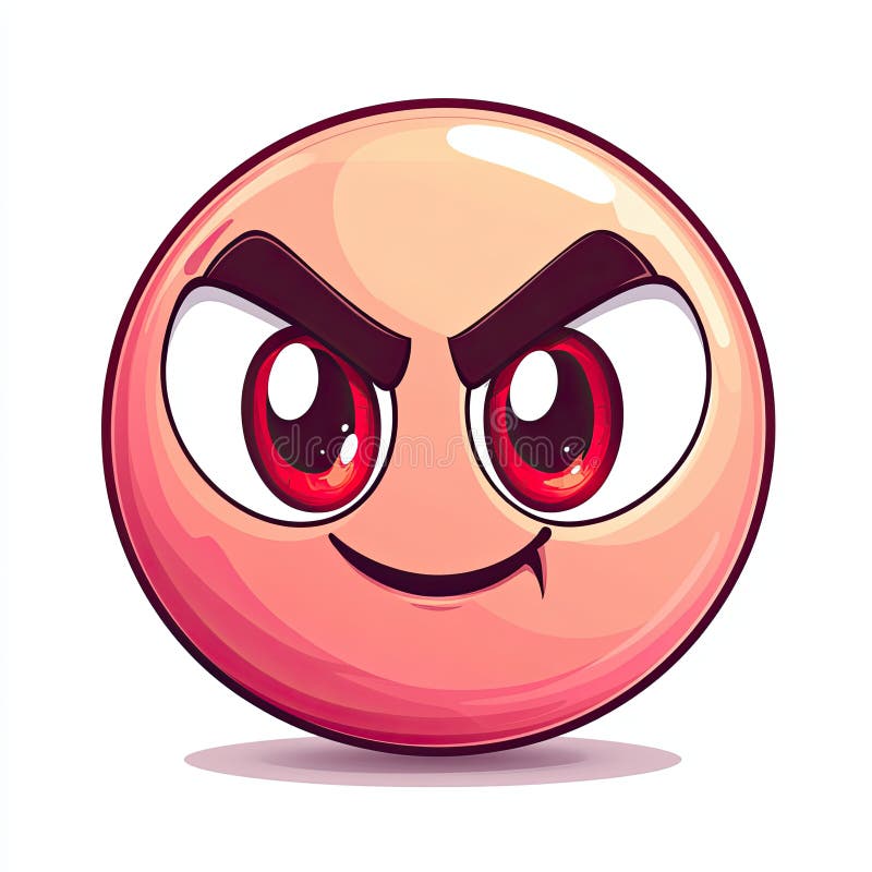 Angry Cartoon Emoji with Red Eyes and Mischievous Expression Stock ...