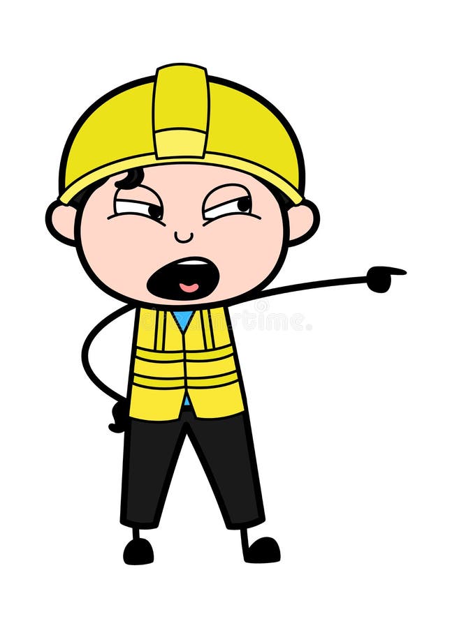 Angry Cartoon Engineer Shouting Stock Illustration - Illustration of ...