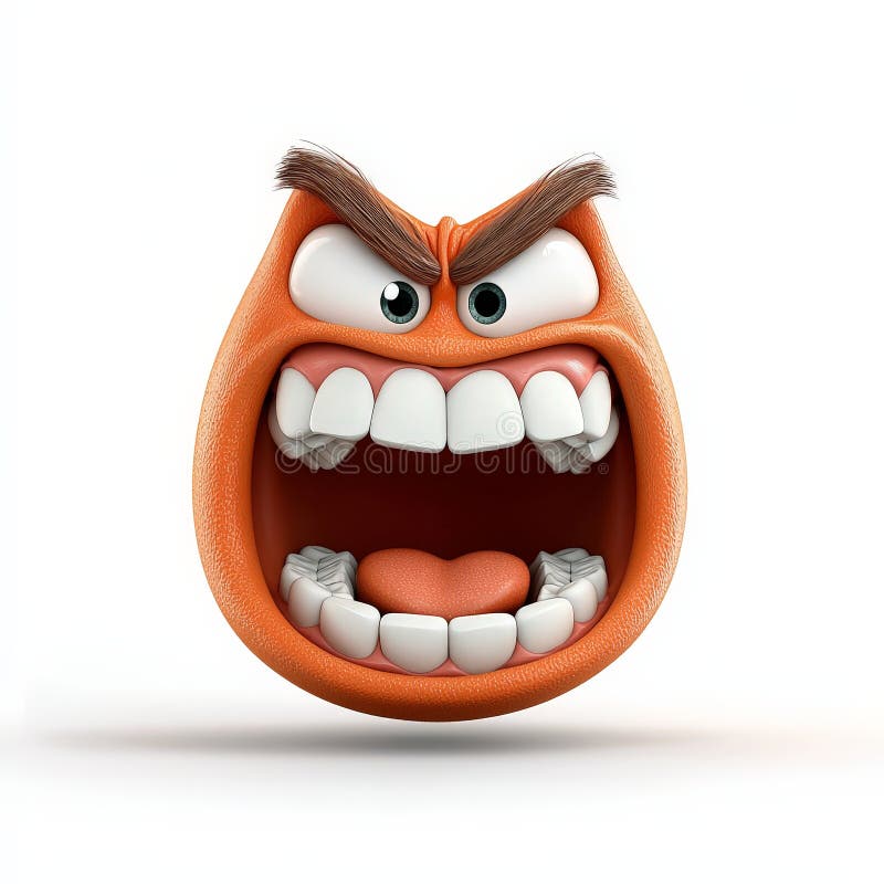 Angry Cartoon Face with Gritted Teeth Expression Stock Illustration ...