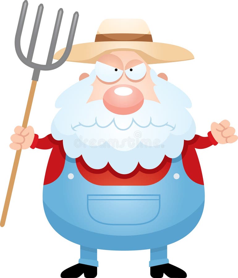 Angry Cartoon Farmer stock vector. Illustration of overalls - 51124141