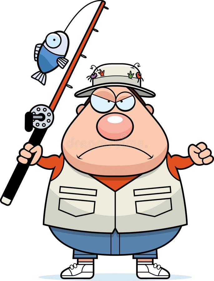 Angry Cartoon Fisherman stock vector. Illustration of catch - 51383993