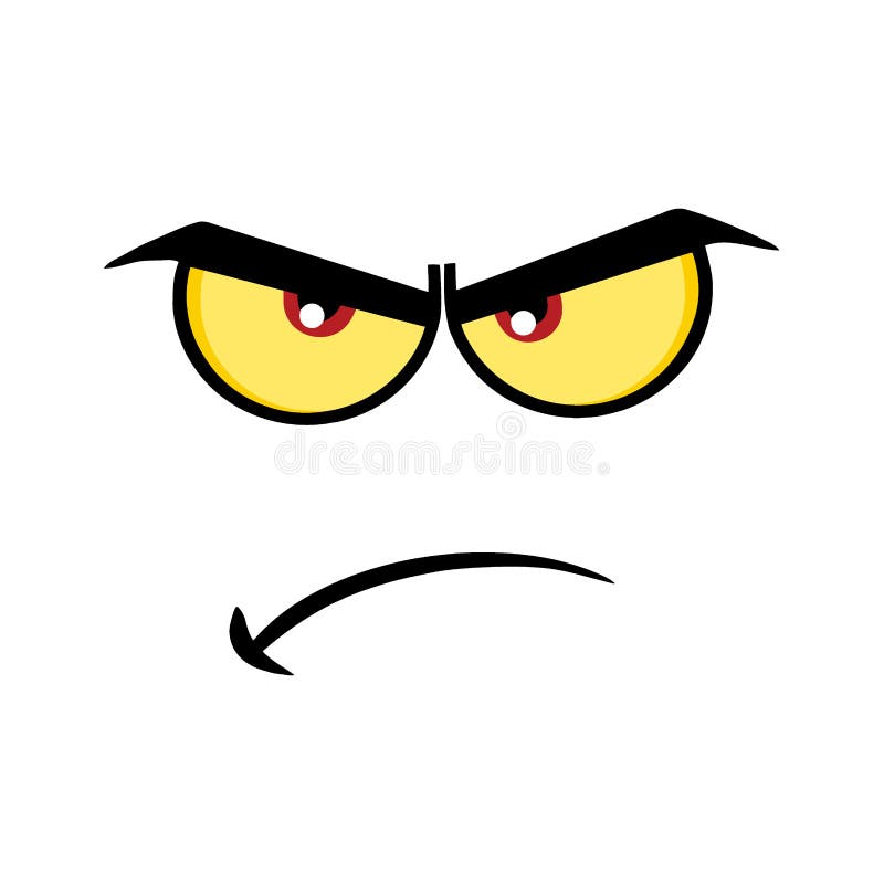 Angry Cartoon Funny Face with Grumpy Expression Stock Vector ...