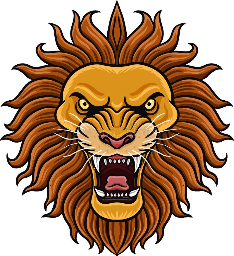 Cartoon Angry Lion Head Mascot Stock Vector - Illustration of jungle ...