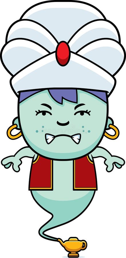 Angry Cartoon Little Genie stock vector. Illustration of mythical ...
