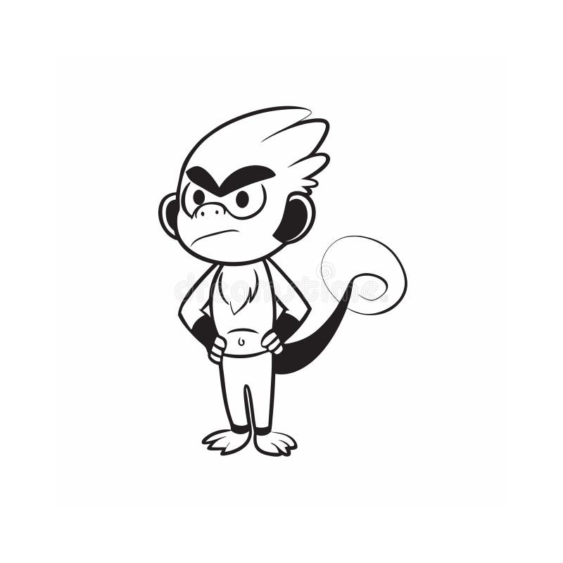 Angry Cartoon Monkey Standing with Hands on Hips Illustration Stock ...