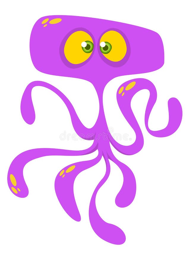 Angry Cartoon Monster Alien with Tentacles. Vector Halloween ...
