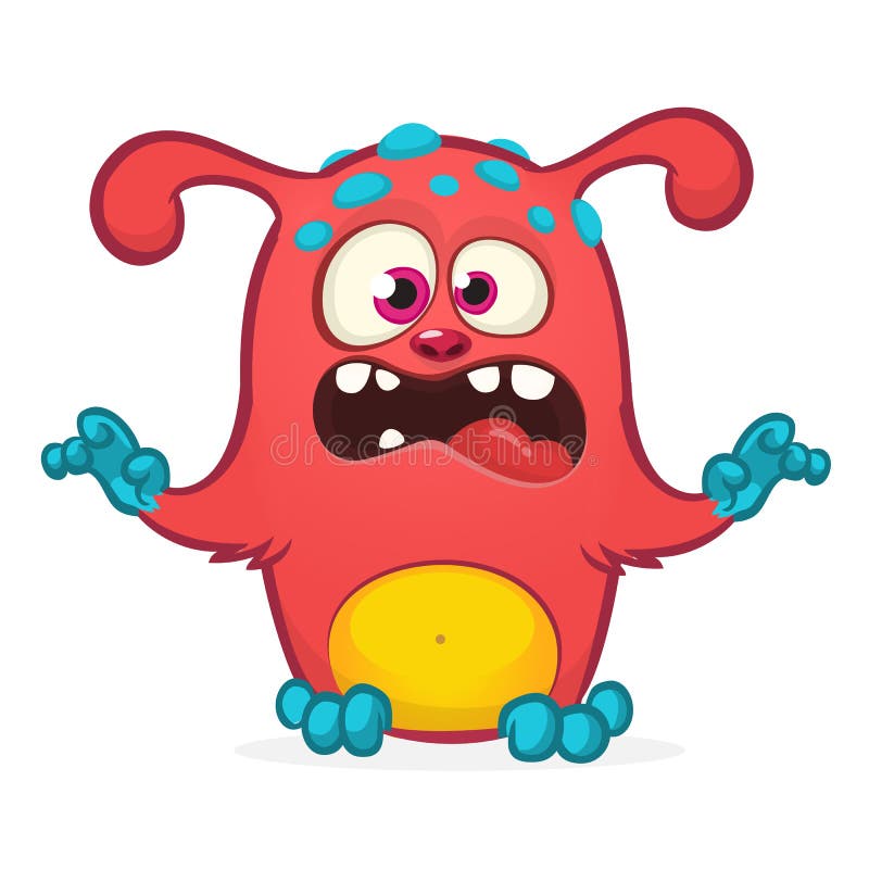 Angry Cartoon Monster Alien. Vector Halloween Monster Character. Stock ...