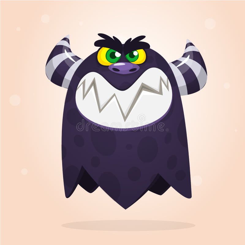 Angry Cartoon Monster. Halloween Vector Black and Horned Monster. Stock ... Angry Cartoon Monster. Halloween Vector Black and Horned Monster. Stock ...