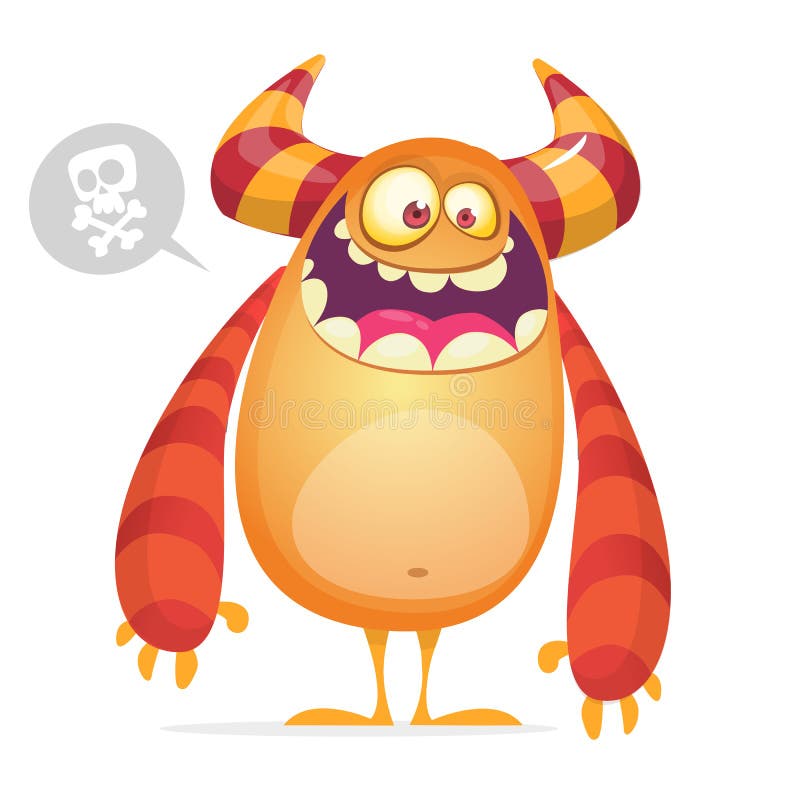 Angry Cartoon Monster. Halloween Vector Horned Monster. Stock Vector ...