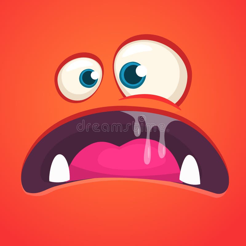 Angry Cartoon Monster. Vector Halloween Excited Monster with Big Opened ... Angry Cartoon Monster. Vector Halloween Excited Monster with Big Opened ...